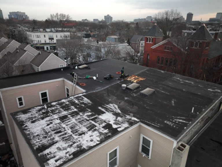 54 Solaris Rd, Hyde Park MA: White 60-mil PVC Roof Install